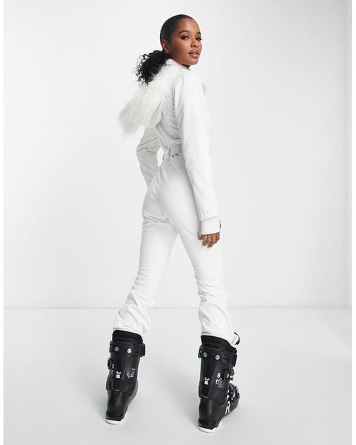 ASOS 4505 Petite Ski Belted Ski Suit With Slim Kick Leg And Faux Fur ...
