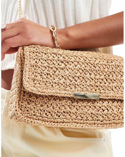 Mango Crossbody Raffia Bag in White | Lyst UK