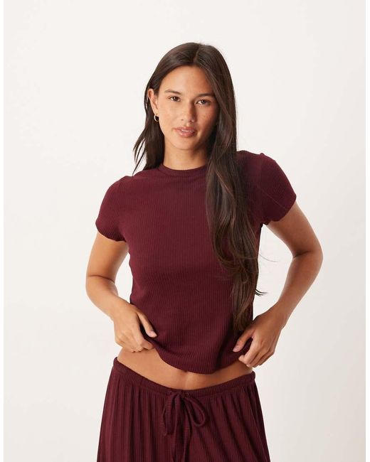 ASOS Lounge Mix & Match Ribbed Baby Tee in Red | Lyst UK