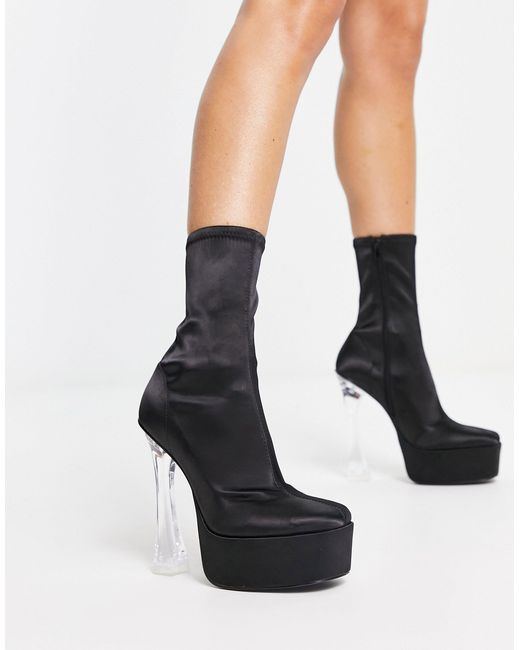 Asos Evidence Heeled Platform Boots In Black Lyst
