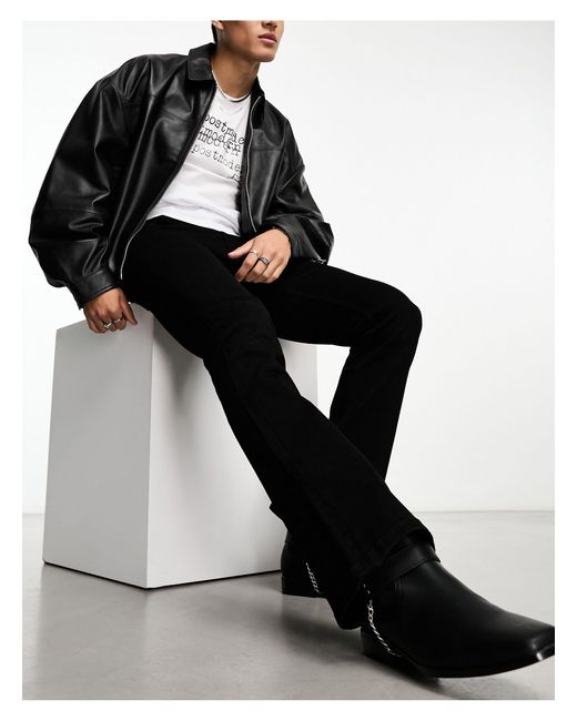 Asos Stretch Flare Jeans In Black For Men Lyst