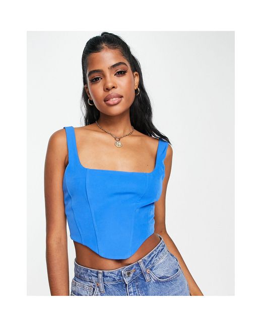 Stradivarius Tailored Corset Top In Blue Lyst