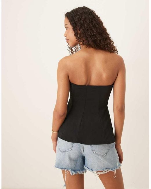 Abercrombie & Fitch Peplum Tube Top in Black | Lyst UK