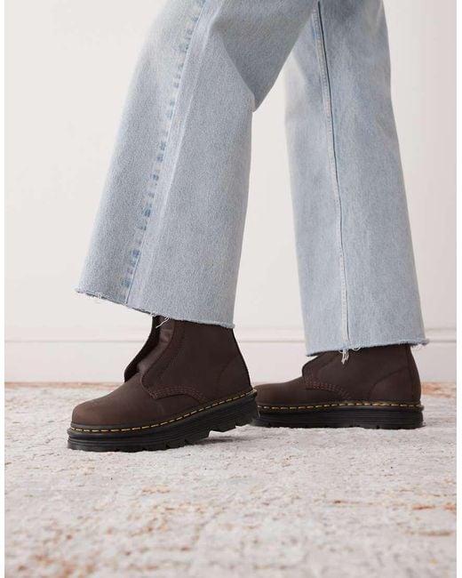 Dr. Martens Zebzag Laceless Boot in Brown | Lyst UK