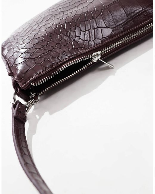 Bershka Croc Effect Shoulder Bag in Gray | Lyst