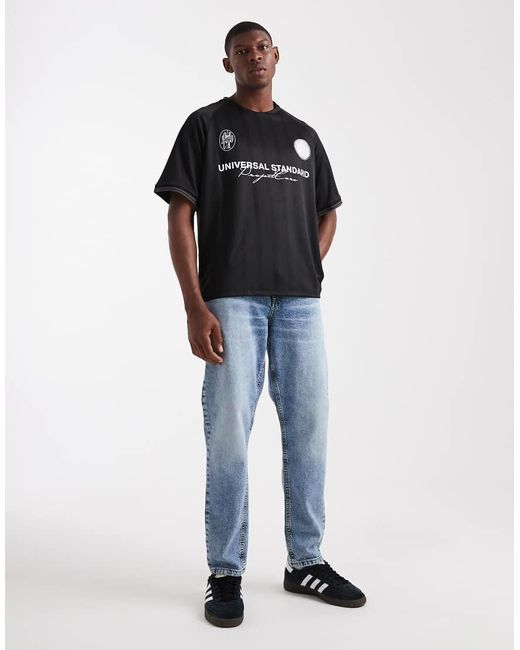 Jack & Jones Oversized Project Core Football Shirt in Black for Men ...