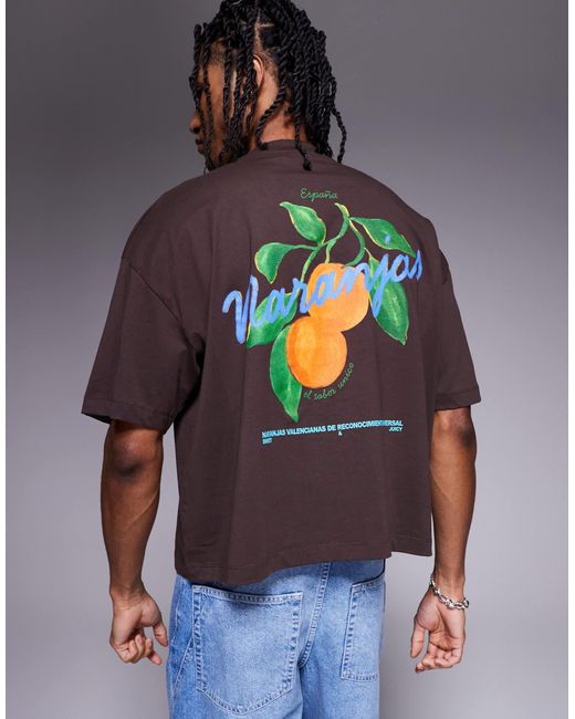 ASOS Boxy Oversized T-Shirt With Front And Back Print in Gray for Men ...