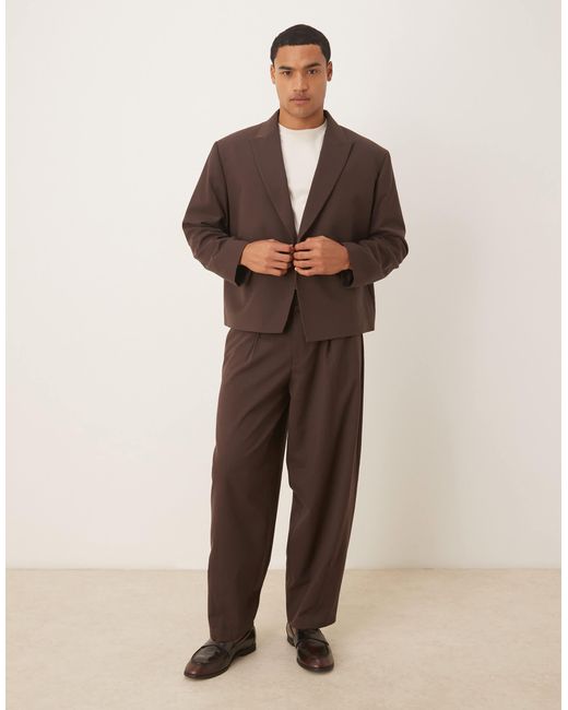 ASOS Boxy Suit Jacket in Brown for Men | Lyst