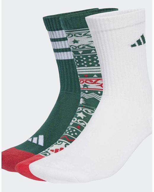 adidas Originals Adidas Christmas Graphic Crew Sock 3Pair Pack in Green ...