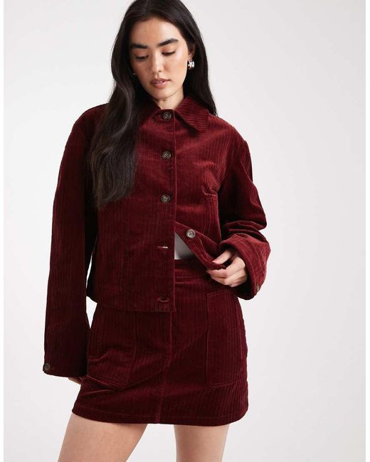 ASOS Cord Mini Skirt Co-Ord in Red | Lyst UK