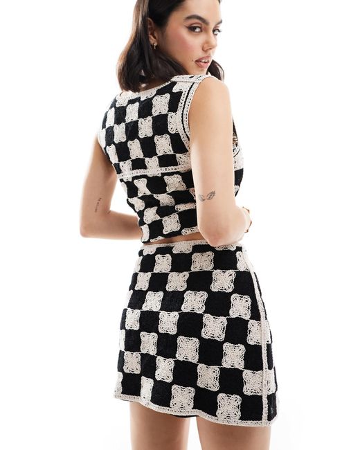 Mango Crochet Square Co-ord Skirt in White | Lyst