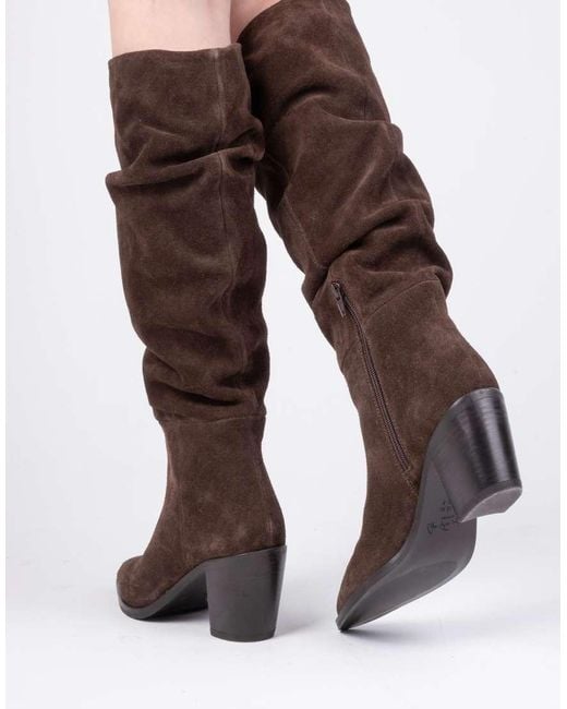 OFF THE HOOK Muswell Suede Leather Slouchy Knee-High Block Heel Boots ...