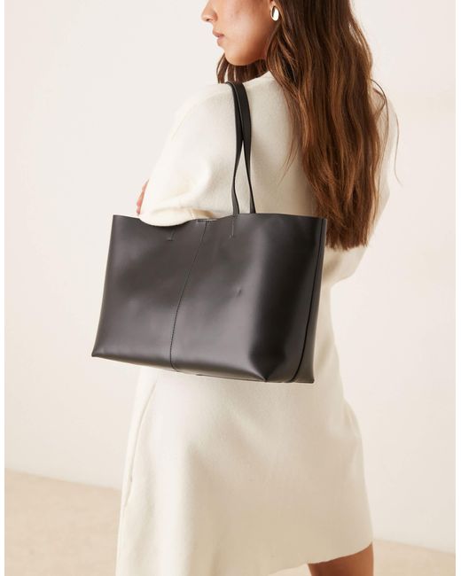 Mango Faux Leather Rectangle Shoulder Bag in Natural | Lyst