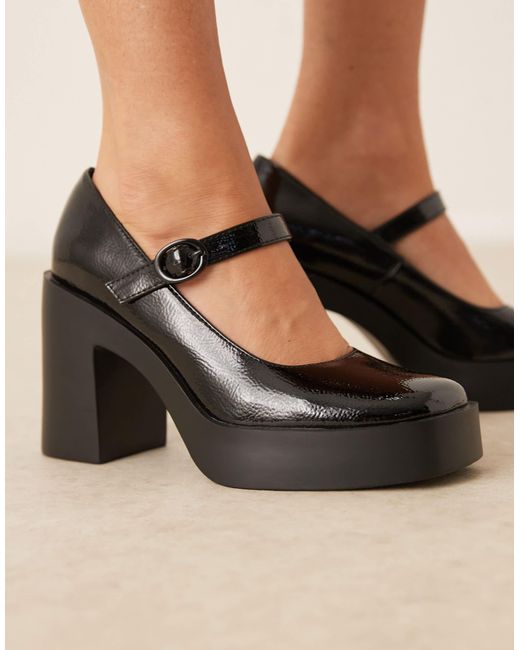 ASOS Peso Platform Mary Jane High Heel Shoes in Natural | Lyst