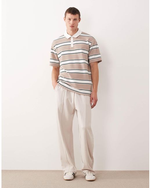 ASOS Super Heavyweight Oversized Rugby Polo With Text Graphic in White ...
