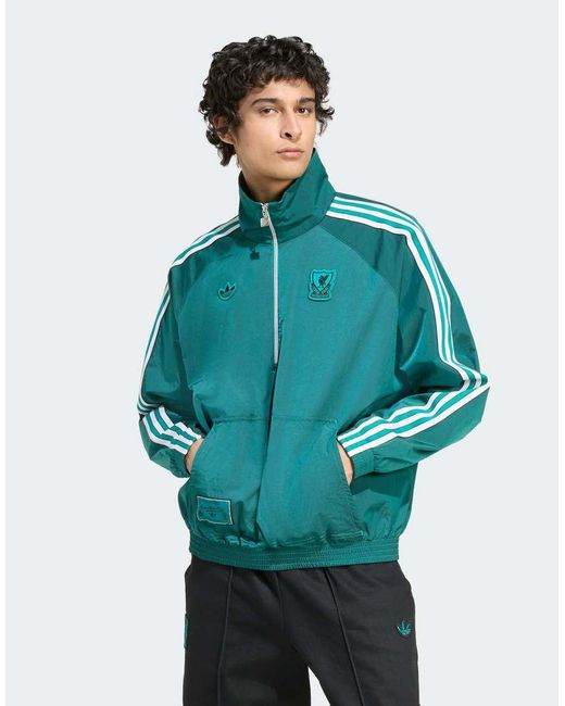 adidas Originals Liverpool Fc Terrace Icons Half-Zip Jacket in Green ...