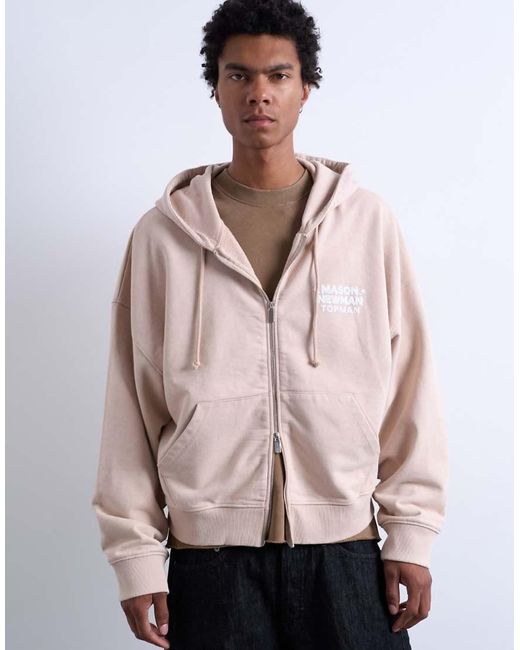 TOPMAN Mason Newman X Boxy Fit Hoodie With Hotel Bar Front And Back ...