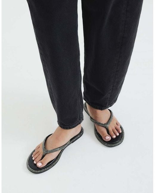 River Island Leather Embellished Sandals in Black | Lyst UK