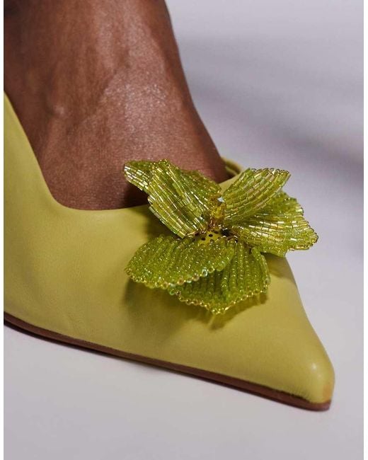 River Island Beaded Flower Court Heel in Brown | Lyst UK