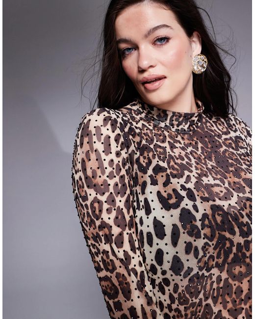 ASOS Asos Design Curve High Neck Mesh Bodysuit With Hotfix | Lyst