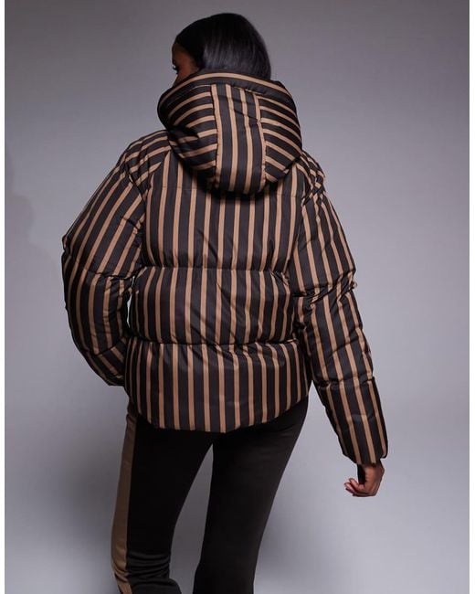 Threadbare Ski Stripe Puffer Coat With Hood in Black | Lyst UK