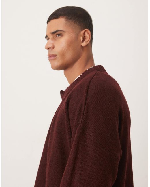 ASOS Super Oversized Boxy Fit Knitted Crew Neck Cardigan in Brown for ...