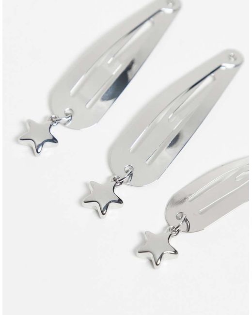 ASOS Pack Of 6 Snap Clips With Star Charms in White | Lyst UK