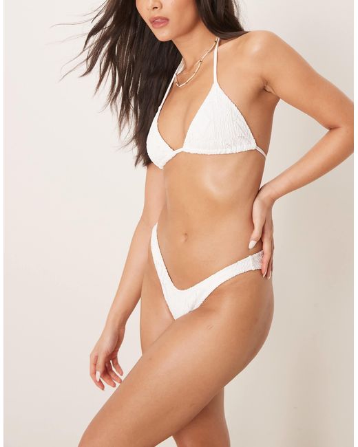 ASOS Bertie Broderie Triangle Bikini Top in Brown | Lyst