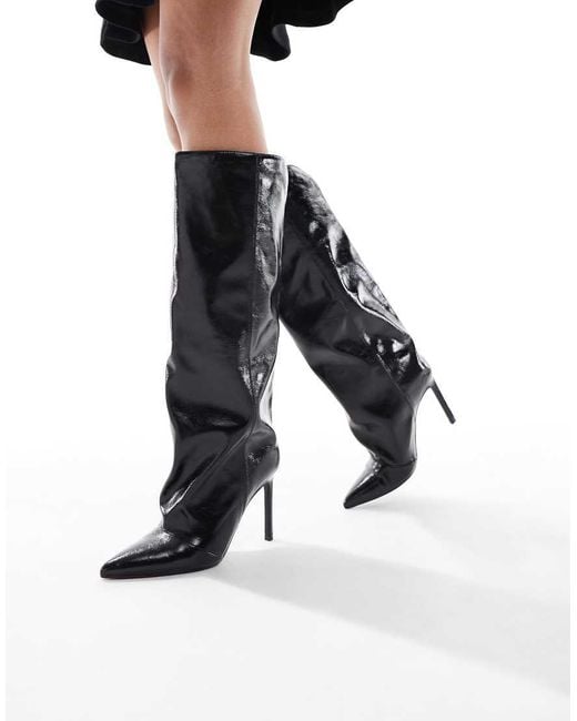 Botas Por La Rodilla Negras Con Tacón Bajo Y Caña Flexible Stella De ...