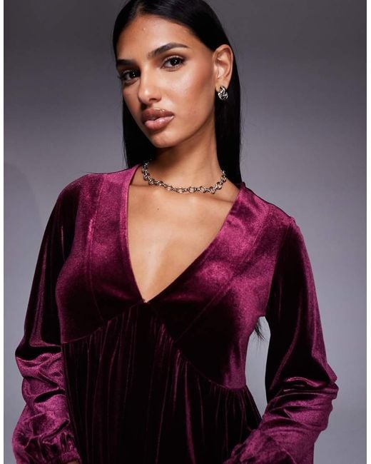 New Look Velvet Smock Mini Dress in Blue | Lyst UK