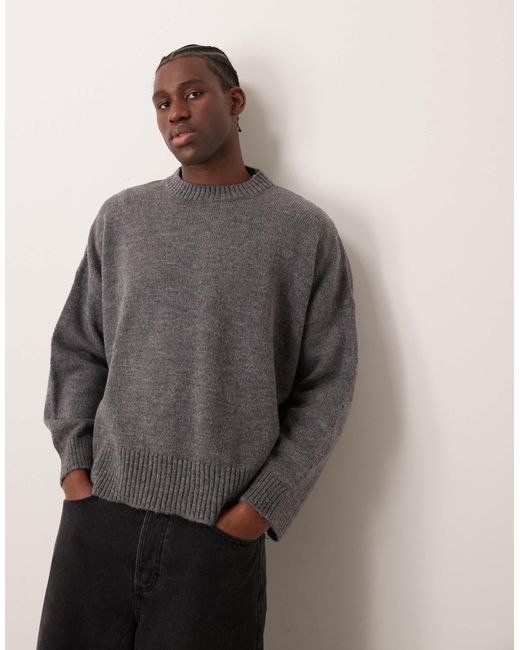 ASOS Super Oversized Boxy Fit Knitted Jumper in Gray for Men | Lyst