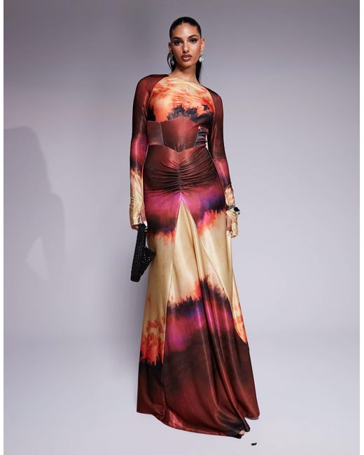 DASKA Jersey Maxi Dress With Ruching Detail in Pink | Lyst