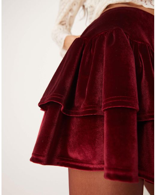 ASOS Velvet Rara Mini Skirt in Red | Lyst
