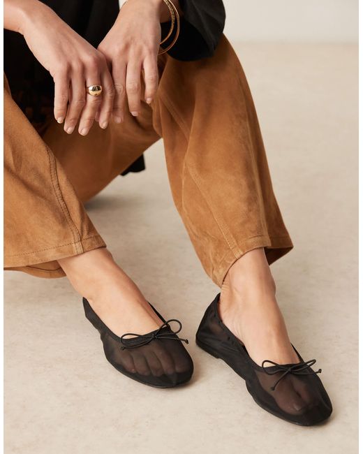 ASOS Wide Fit Lynette High Vamp Ballets in Brown | Lyst