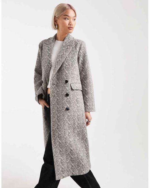 French Connection Double Breasted Formal Coat in Grey | Lyst UK