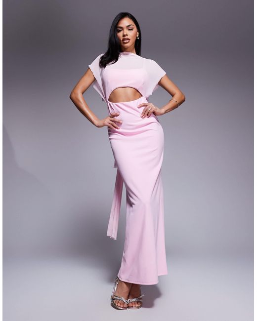 ASOS Sheer Overlay Maxi Dress in Purple | Lyst
