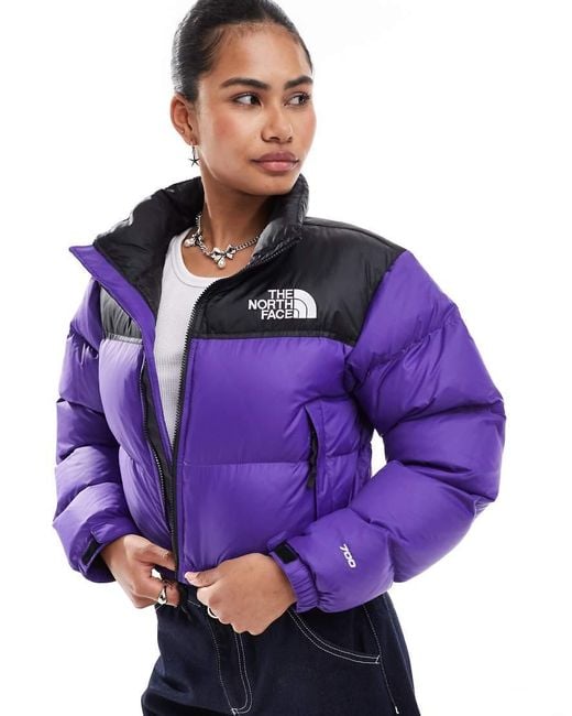 The North Face Retro Nuptse Short Puffer Jacket in Purple | Lyst UK