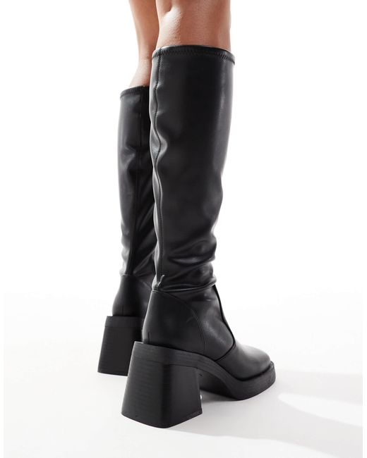 ASOS Charlotte Heeled Knee Boots in Black | Lyst