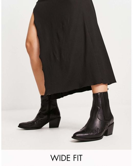 London Rebel Western Ankle Boots in Black | Lyst