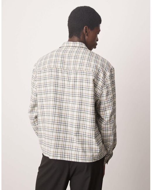 ASOS Oversized Boxy Flannel Shirt in Natural for Men | Lyst