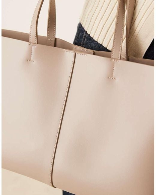 Mango Faux Leather Rectangle Shoulder Bag in Natural | Lyst UK