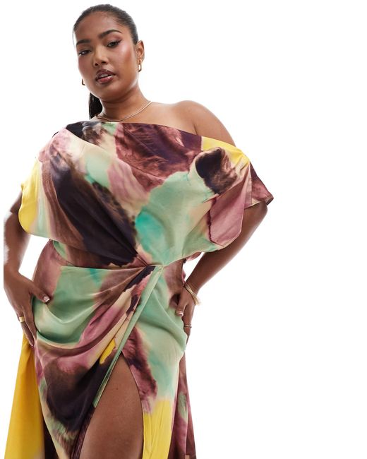 ASOS Asos Design Curve Exclusive Satin Fallen Shoulder Shoulder Side ...