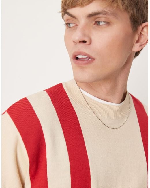 ASOS Oversized Boxy Fit Knitted Crew Neck Sweater With Stripe Pattern ...