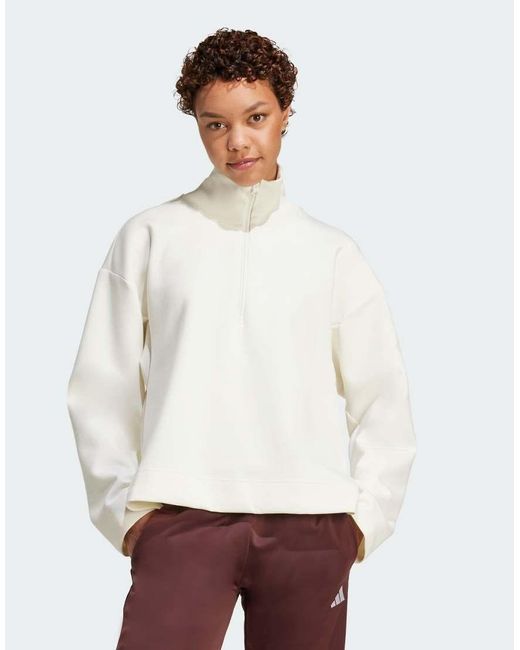 adidas Originals Soft Lux Quarter-Zip in White | Lyst UK