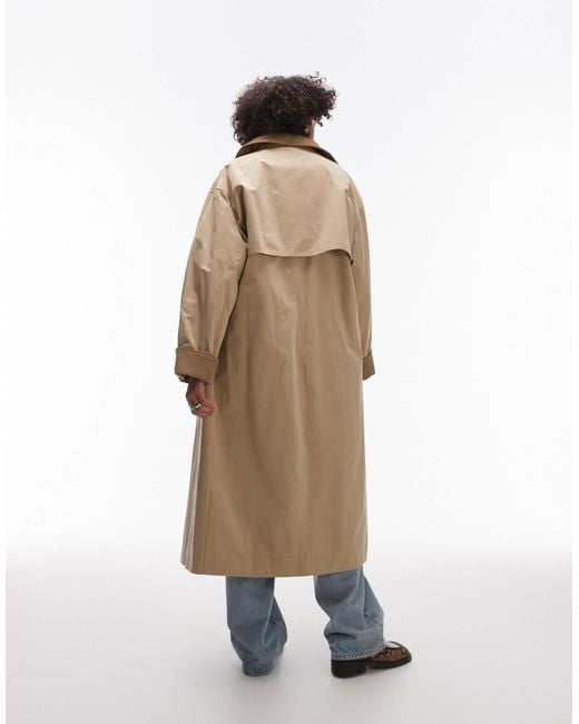 TOPSHOP Heritage Trench Coat With Check Lining in White | Lyst