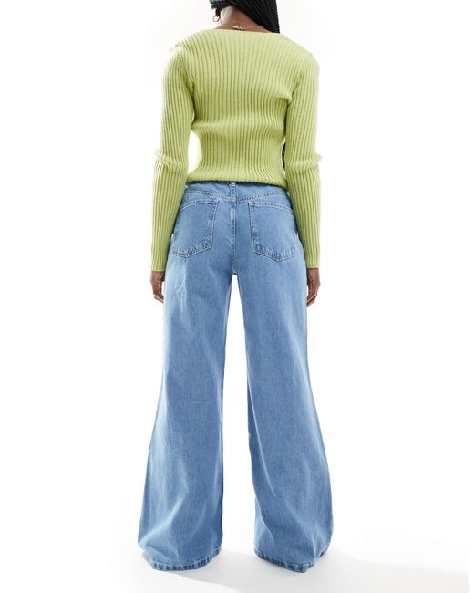 ASOS Wide Leg Soft Jean in Blue | Lyst
