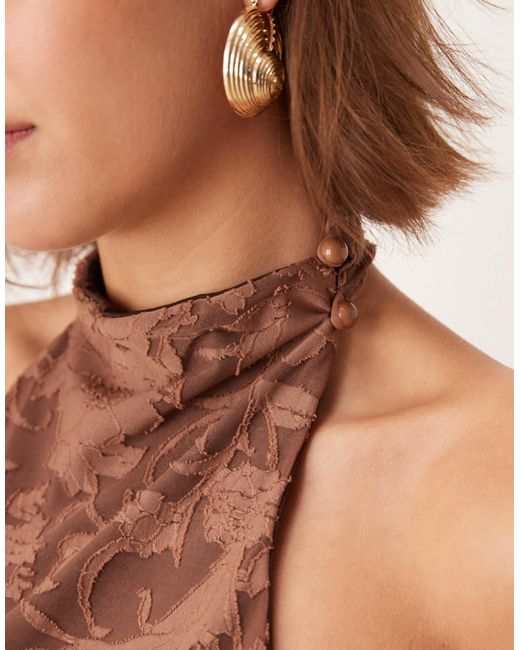 ASOS Devore High Neck Sleeveless Maxi Dress in Natural | Lyst