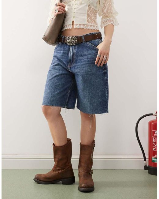 Reclaimed (vintage) Low Rise baggy Denim Jorts in Blue | Lyst UK