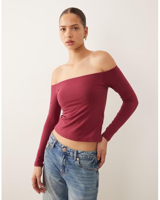 Abercrombie & Fitch Seamless Off The Shoulder Top With Built in Red ...