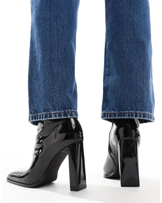 ASOS Eloise High Block Heeled Boots in Blue | Lyst